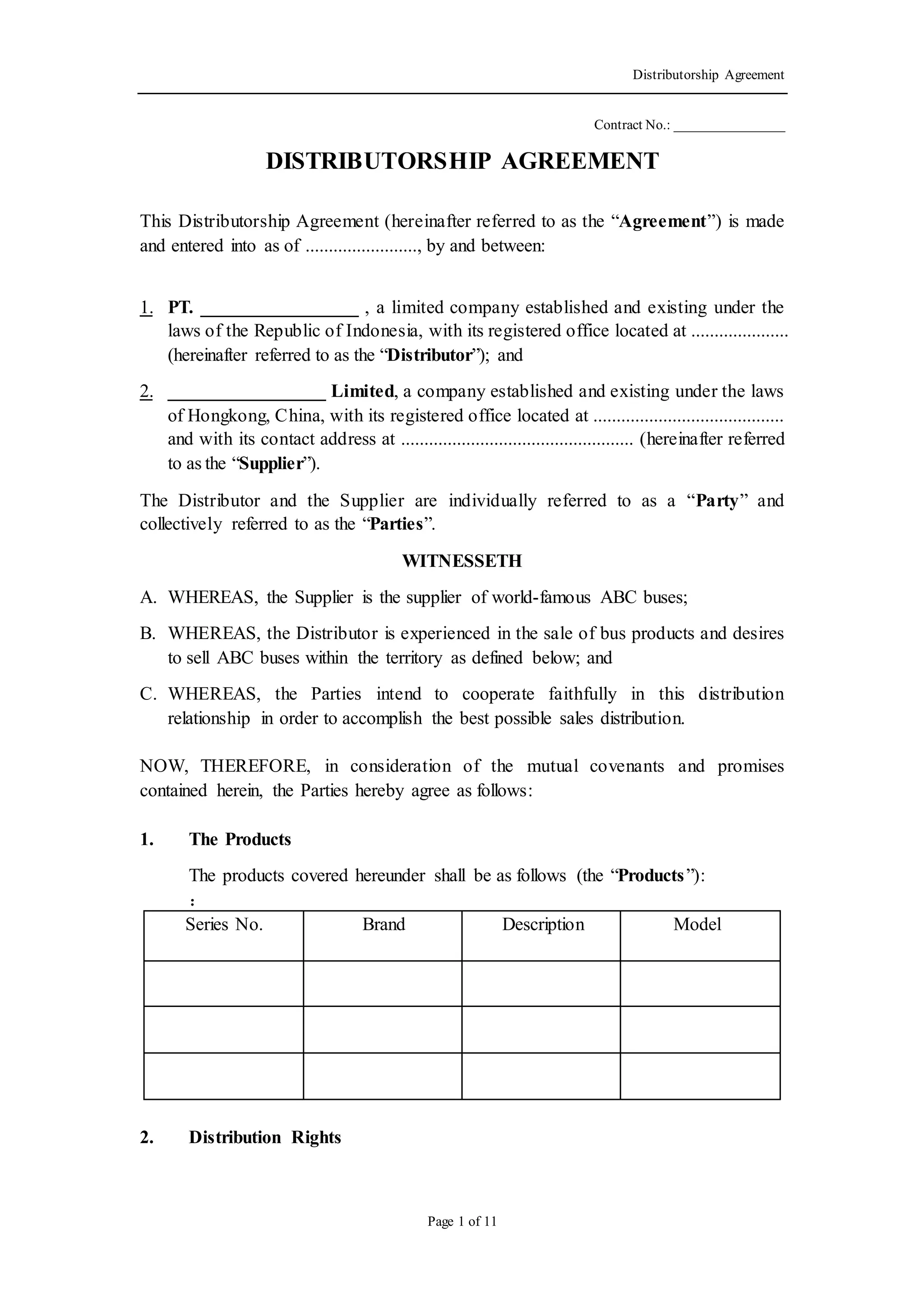 Distributorship Agreement Sample, Purchase this doc, visit sdkpermit.com
