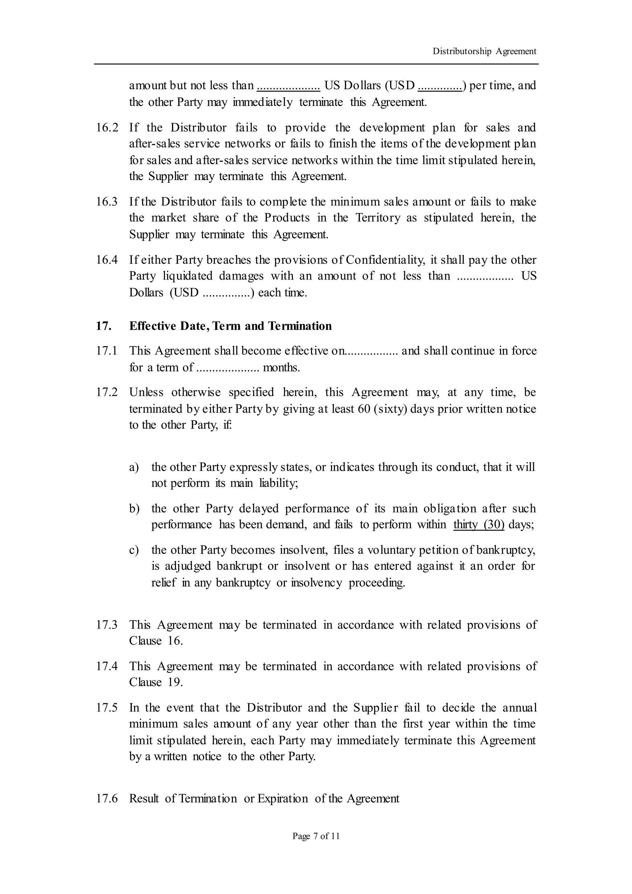 Distributorship Agreement Sample, Purchase this doc, visit sdkpermit.com