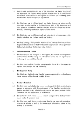 Distributorship Agreement Sample, Purchase this doc, visit sdkpermit ...