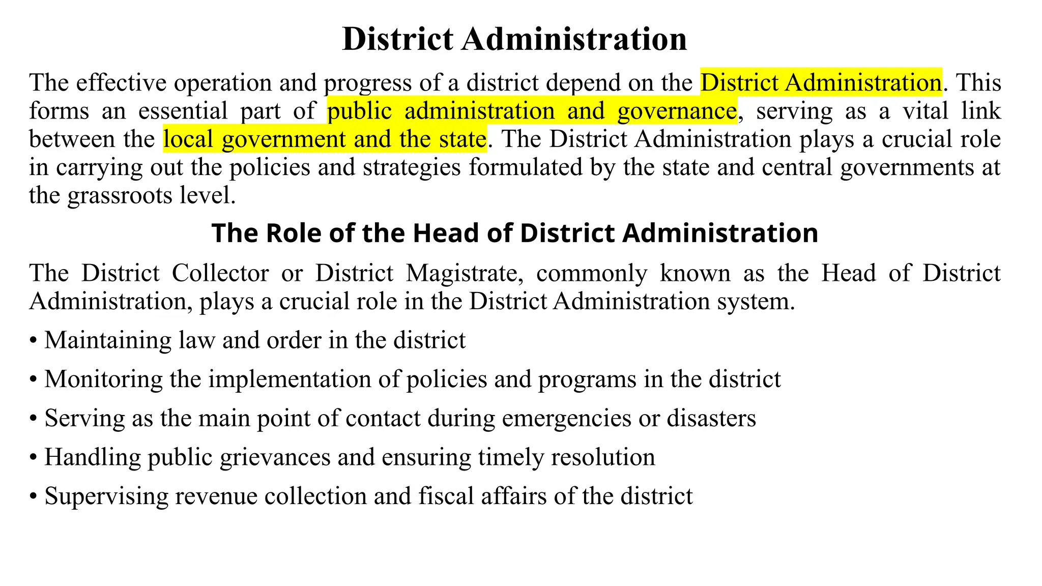 District Administration by civil servant | PPTX