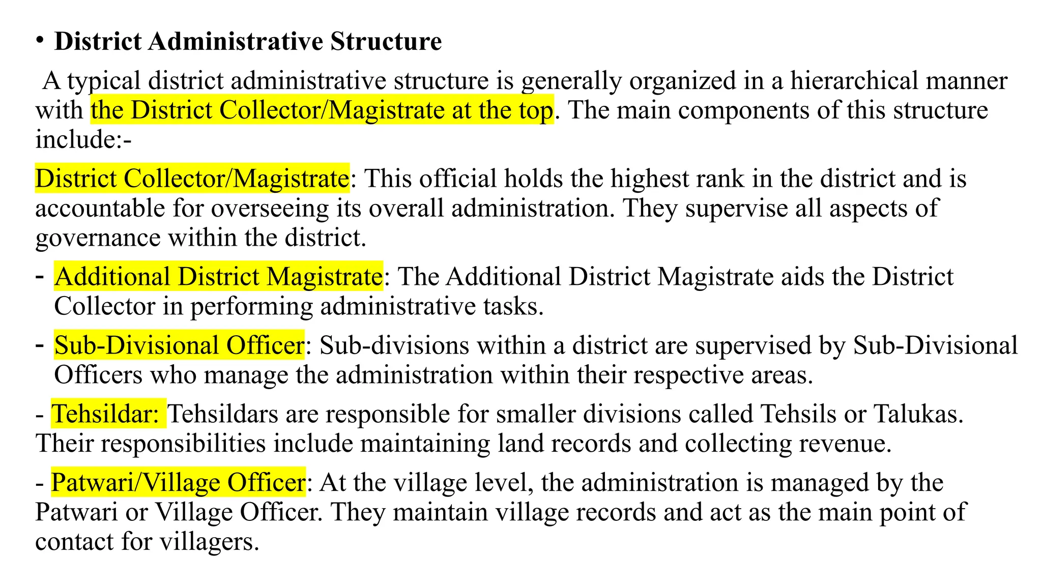 District Administration by civil servant | PPTX