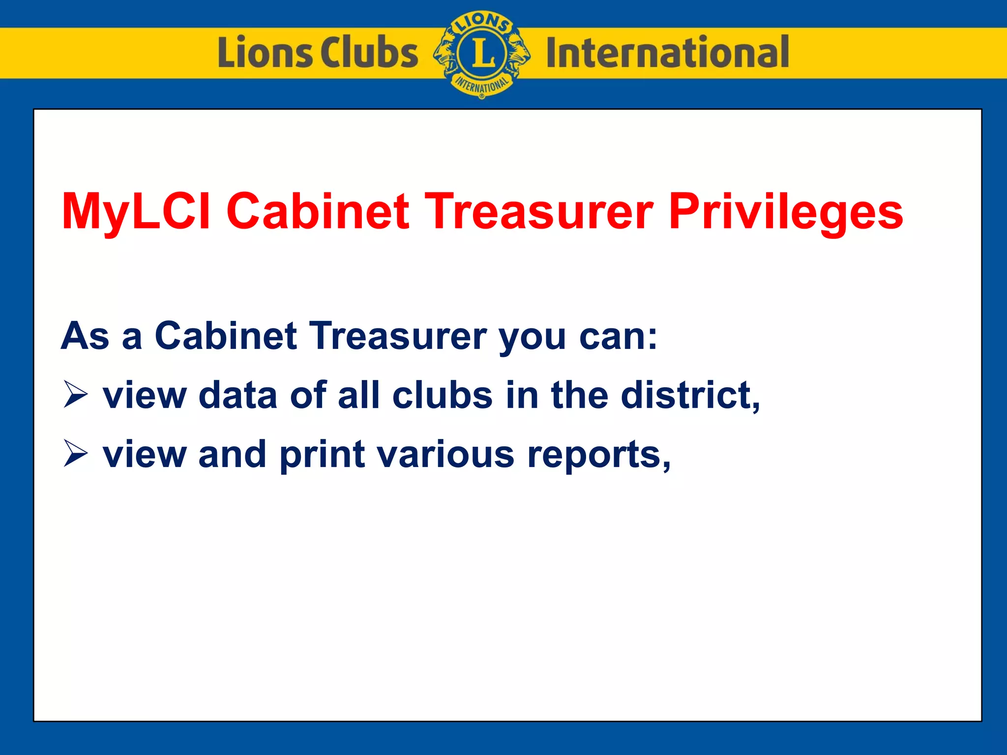 District cabinet treasurer role and responsibilities in lions clubs ...