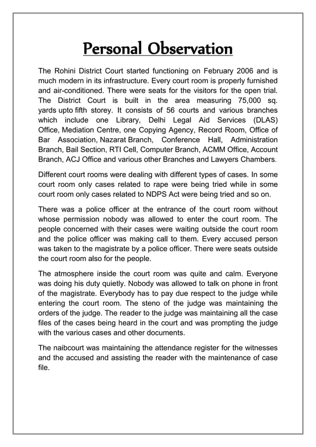 District court visit report | DOCX | Crime & Harmful Acts to ...