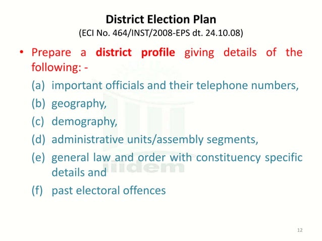 District election management plan-INDIA | PPTX | Elections | Politics