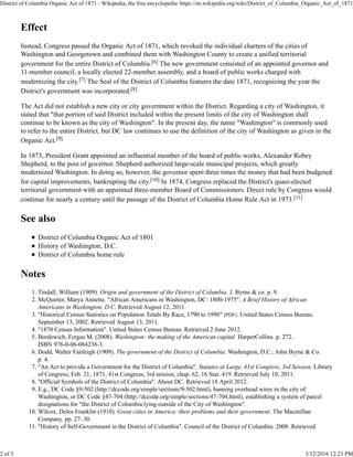 DISTRICT OF COLUMBIA ORGANIC ACT OF 1871 - Wikipedia (031216) | PDF
