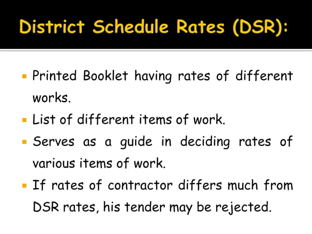 District schedule rates (DSR), specification of items of work as per ...