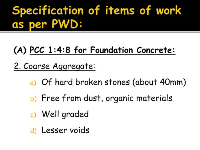 District schedule rates (DSR), specification of items of work as per ...