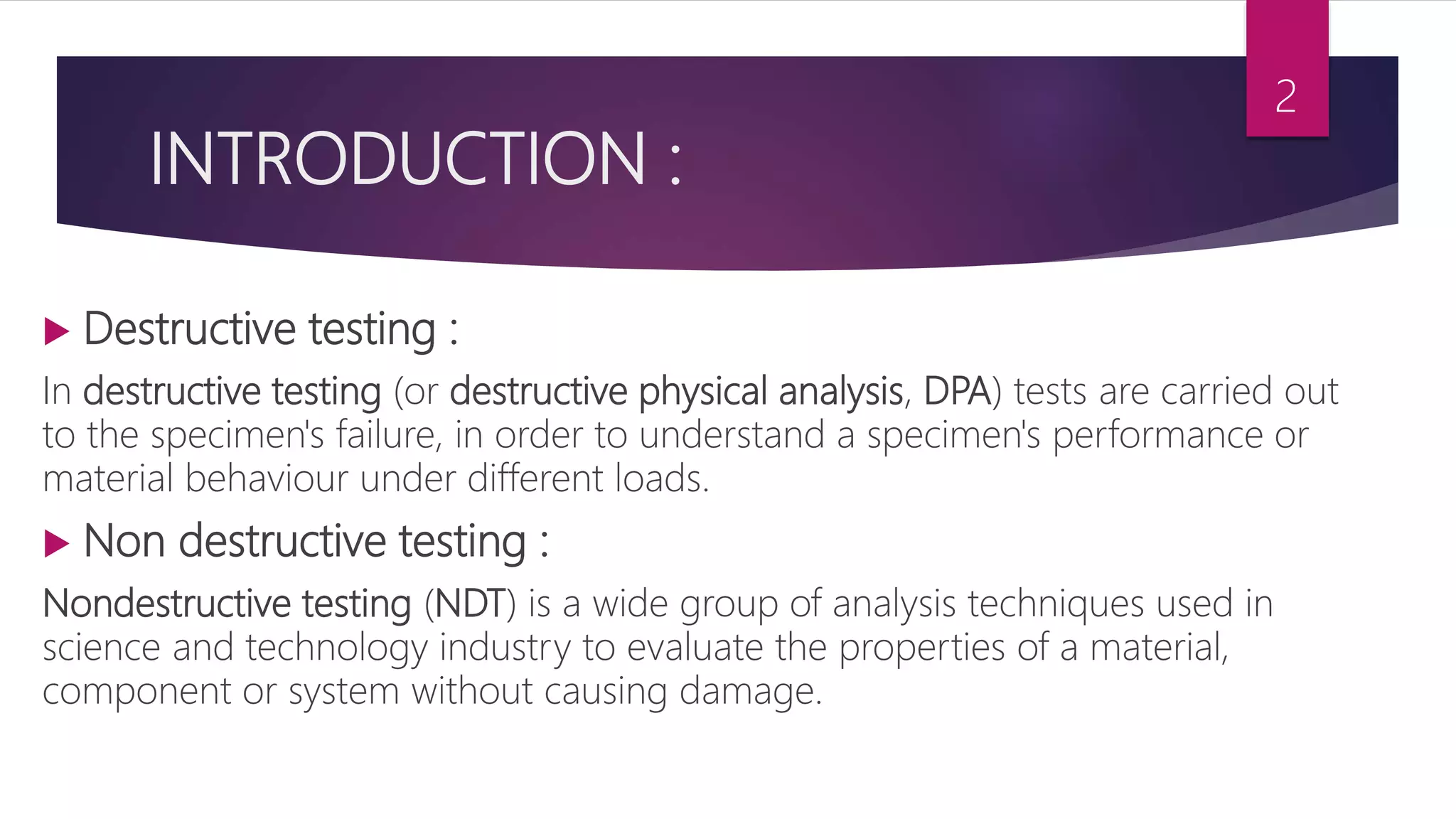 Destructive & Non Destructive Testing Of Materials | PPTX