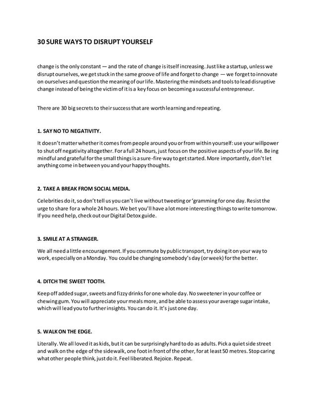 Disrupt yourself | DOCX | Sleep Disorders | Diseases and Conditions