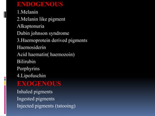 Disturbances of pigment metabolism | PPTX