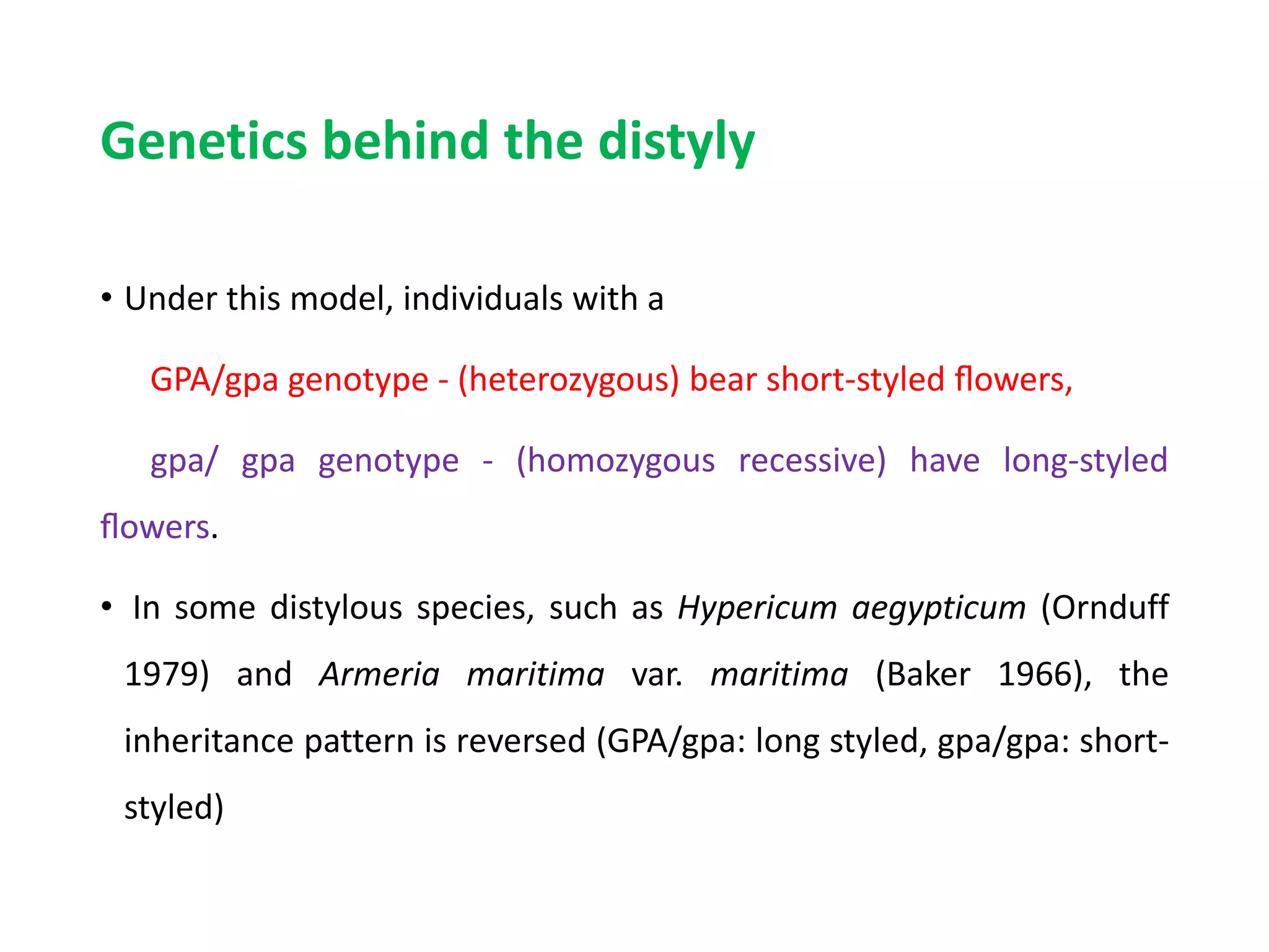 Distyly- Genetics of Distyly in plants | PPTX
