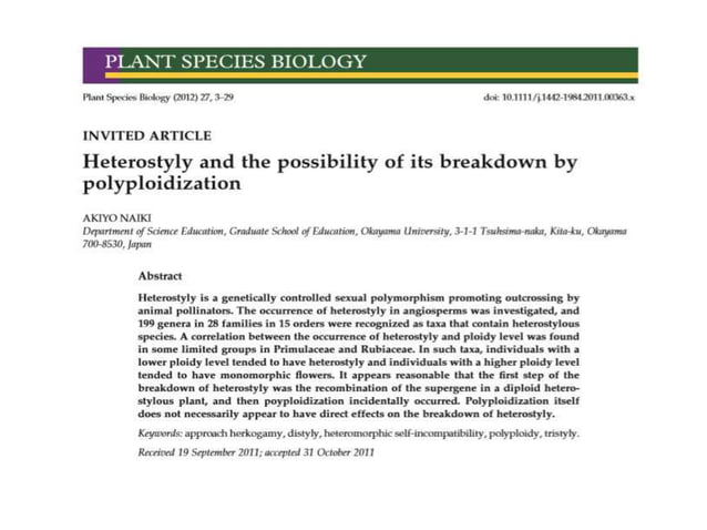 Distyly- Genetics of Distyly in plants | PPTX