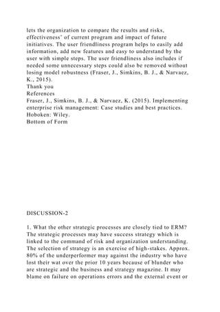 DISUSSION-1RE Chapter 15 Embedding ERM into Strategic Planning.docx