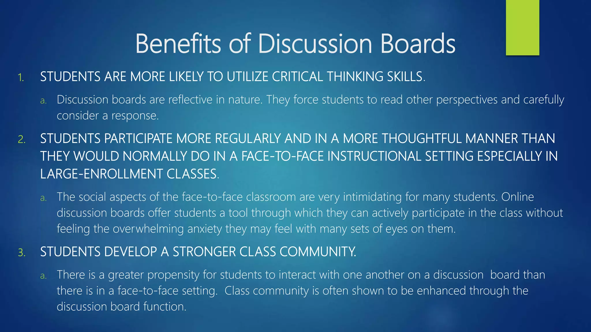 Discussion Boards with Online Learning | PPTX | Online Education ...
