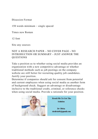 Disussion Format150 words minimum – single spacedTimes new.docx