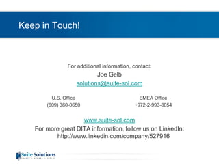 DITA Quick Start Webinar Series: Getting Started with Information Architecture | PPT