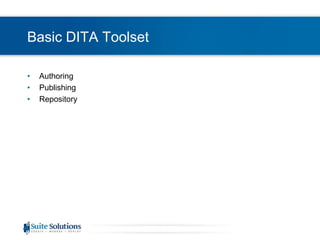 DITA Quick Start: System Architecture of a Basic DITA Toolset | PPTX