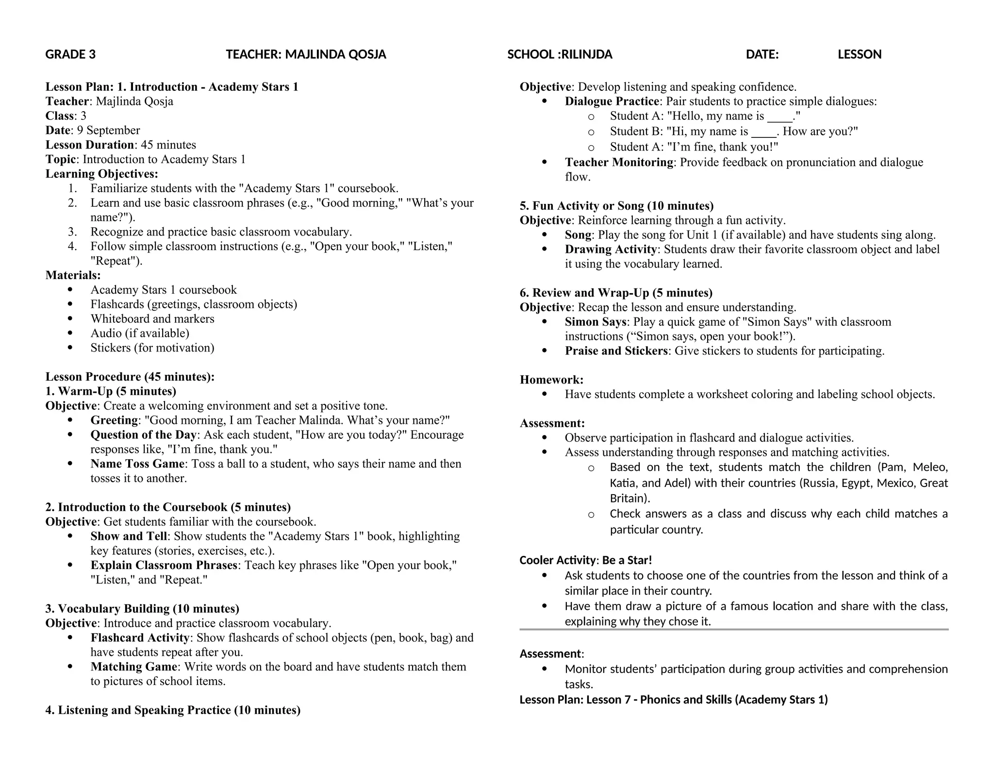 ditaret e klase 3, ENGLISH LESSONS 2024.docx