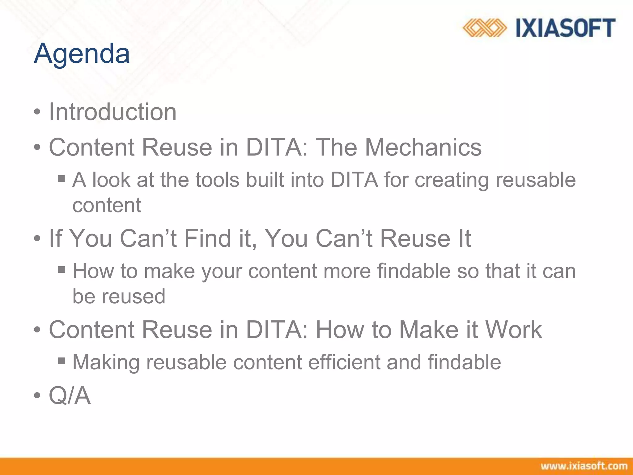 Optimizing Content Reuse with DITA | PPTX