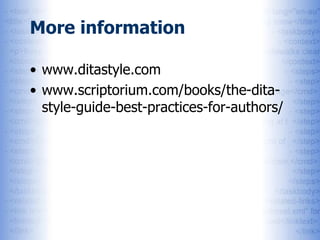 TCUK 2012, Tony Self, DITA Style Guide | PPTX
