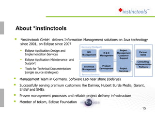 Producing documentation for Eclipse RCP applications using single source principle | PPT