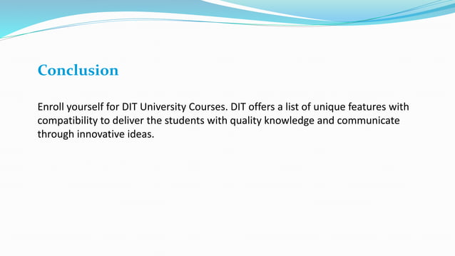 DIT University Courses | DIT University | PPT