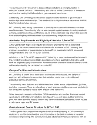 DIT University The Top Choice for BTech CSE in India.pdf