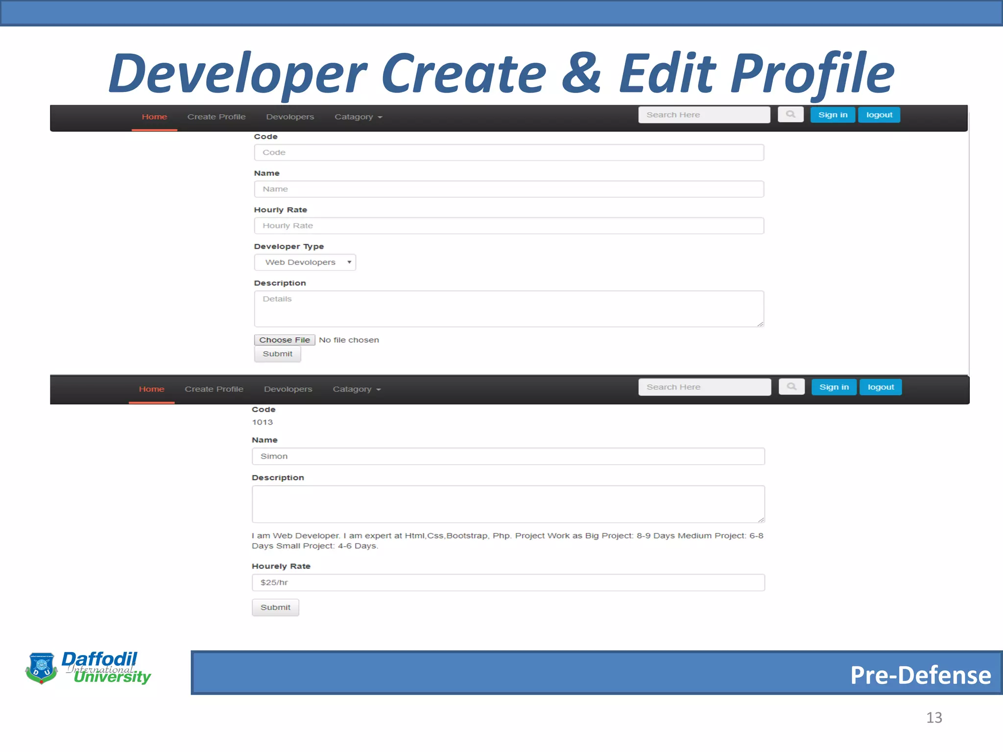 Diu developer-rating-system-pre-defence | PPT