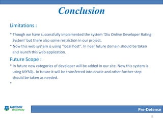 Diu developer-rating-system-pre-defence | PPT
