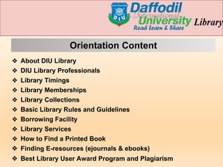 Daffodil International University Permanent Campus Library Orientation ...