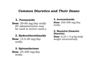 Drug' Acting on the Kidney: Diuretics Drugs | PDF