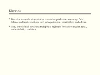 Diuretic drugs.classification with mechanism | PPT