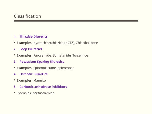 Diuretic drugs.classification with mechanism | PPT