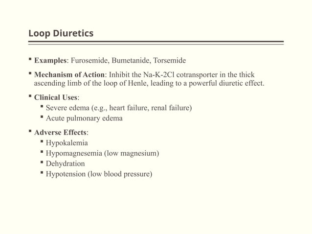 Diuretic drugs.classification with mechanism | PPT