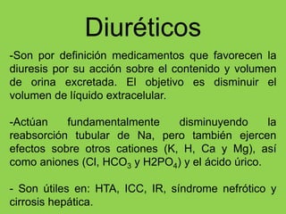 DIURÉTICOS farmacología 2 diapositivas - | PPT