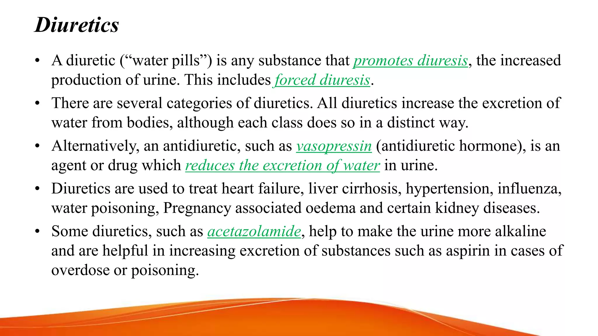 Diuretics | Definition | Mechanism of Action | Classes of Drugs | PPTX