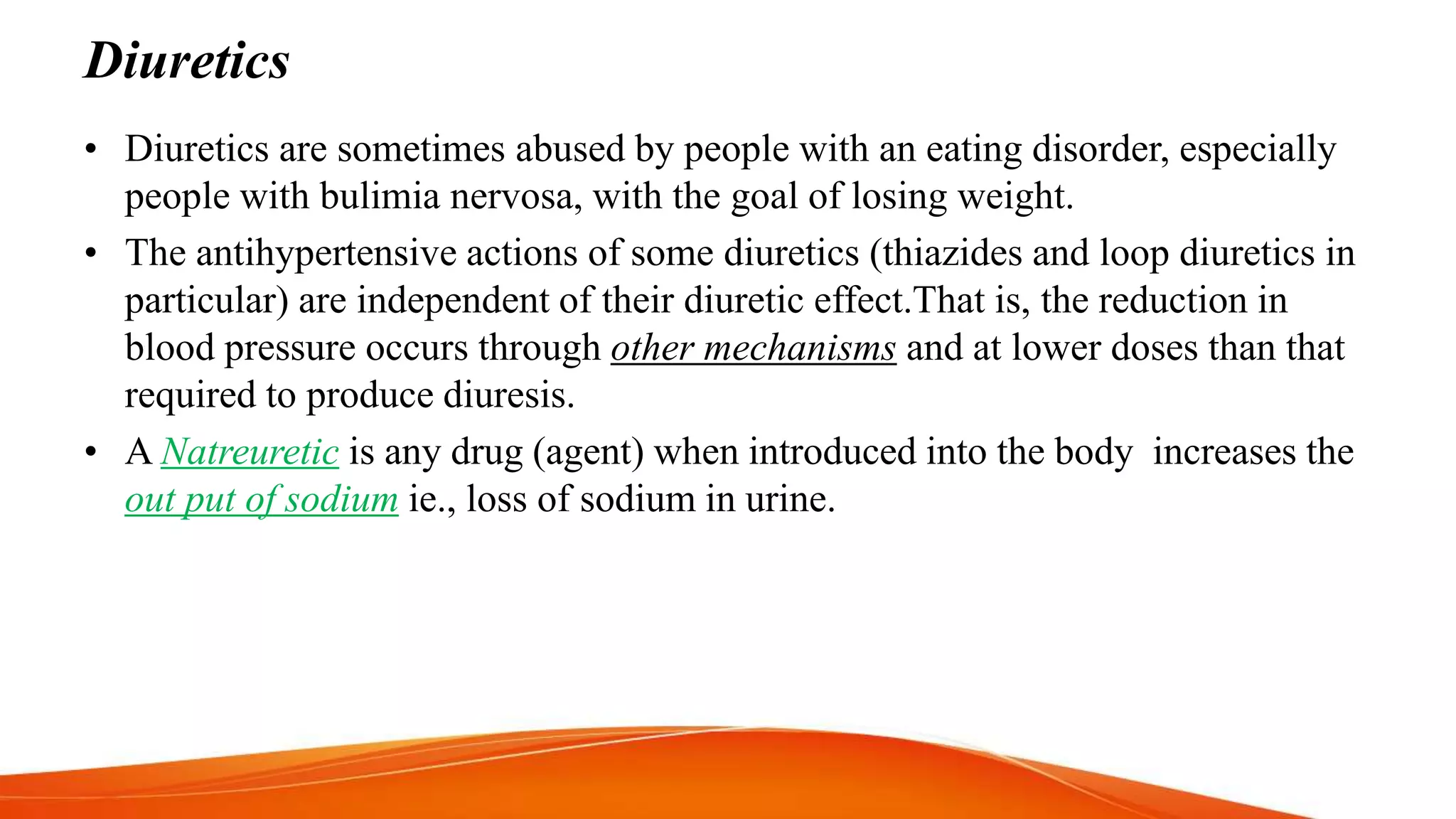 Diuretics | Definition | Mechanism of Action | Classes of Drugs | PPTX