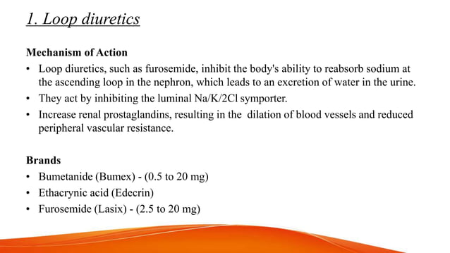 Diuretics | Definition | Mechanism of Action | Classes of Drugs | PPTX ...