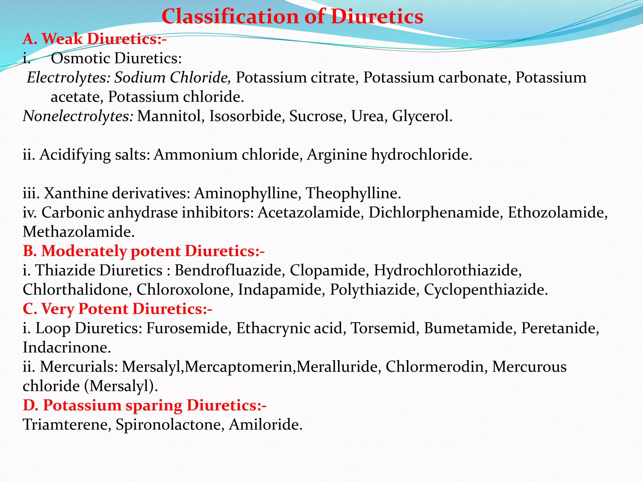 Diuretics | PPTX | Chemistry | Science
