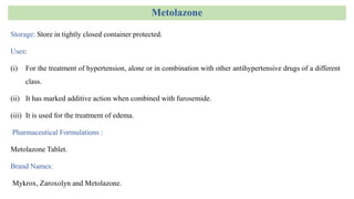 Diuretics for Diploma in Pharmacy, as per ER 2020 | PPT