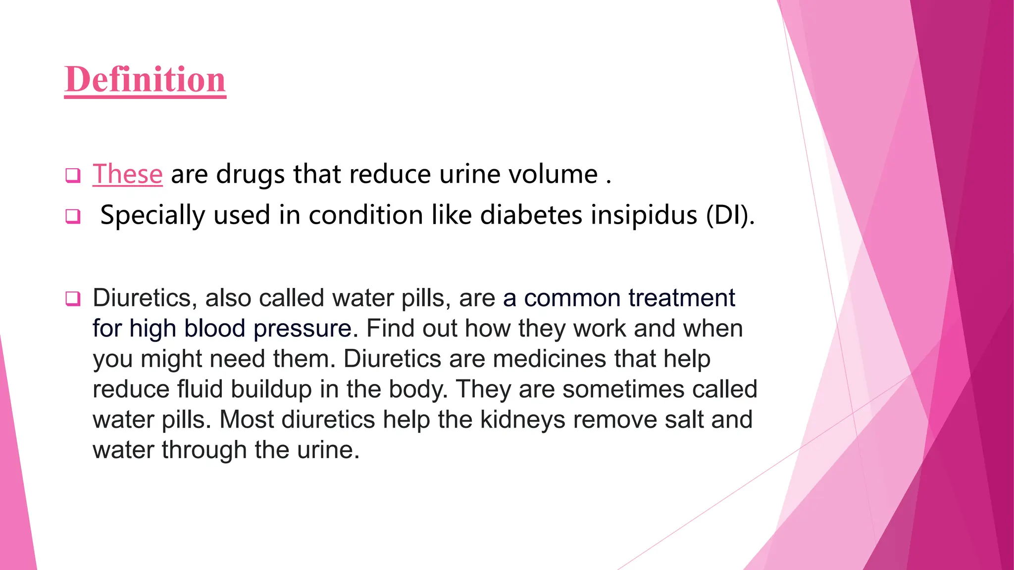 diuretics.pptx | Endocrine and Metabolic Diseases | Diseases and Conditions