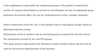 Diuretics medicinal chemistry and differnet types of diuretics | PPTX