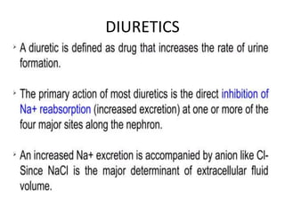PRESENTATION ON DIURETIC AGENTS MEDICINAL CHEMISTRY | PDF