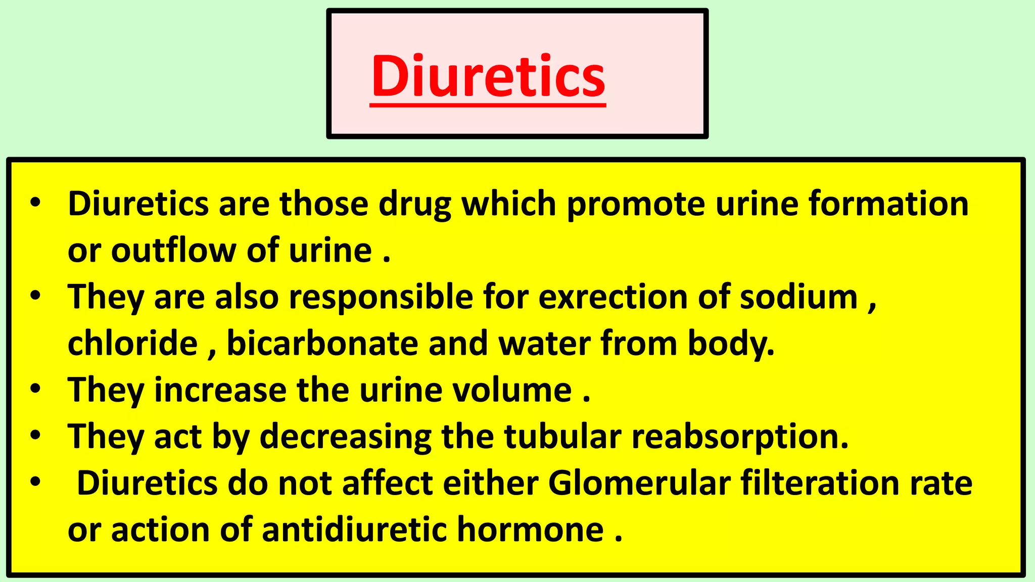 Diuretics : Classification of Diuretics | PPTX