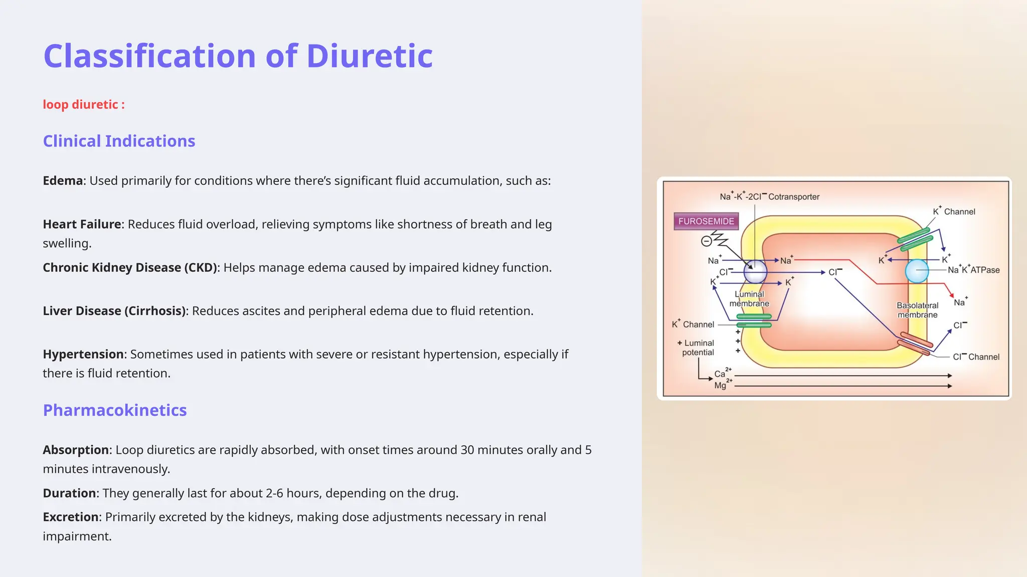 DIURETICS diuretics, classification, mechanism of action, site of ...
