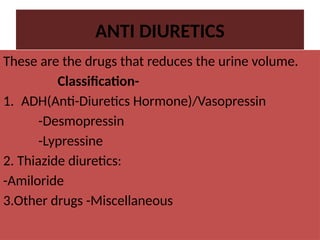 DIURETICS AND ANTIDIURETICS DRUGS by snap | PPT