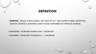 DIURETICS PHARMACOLOGY. pptx. ........ | PPTX