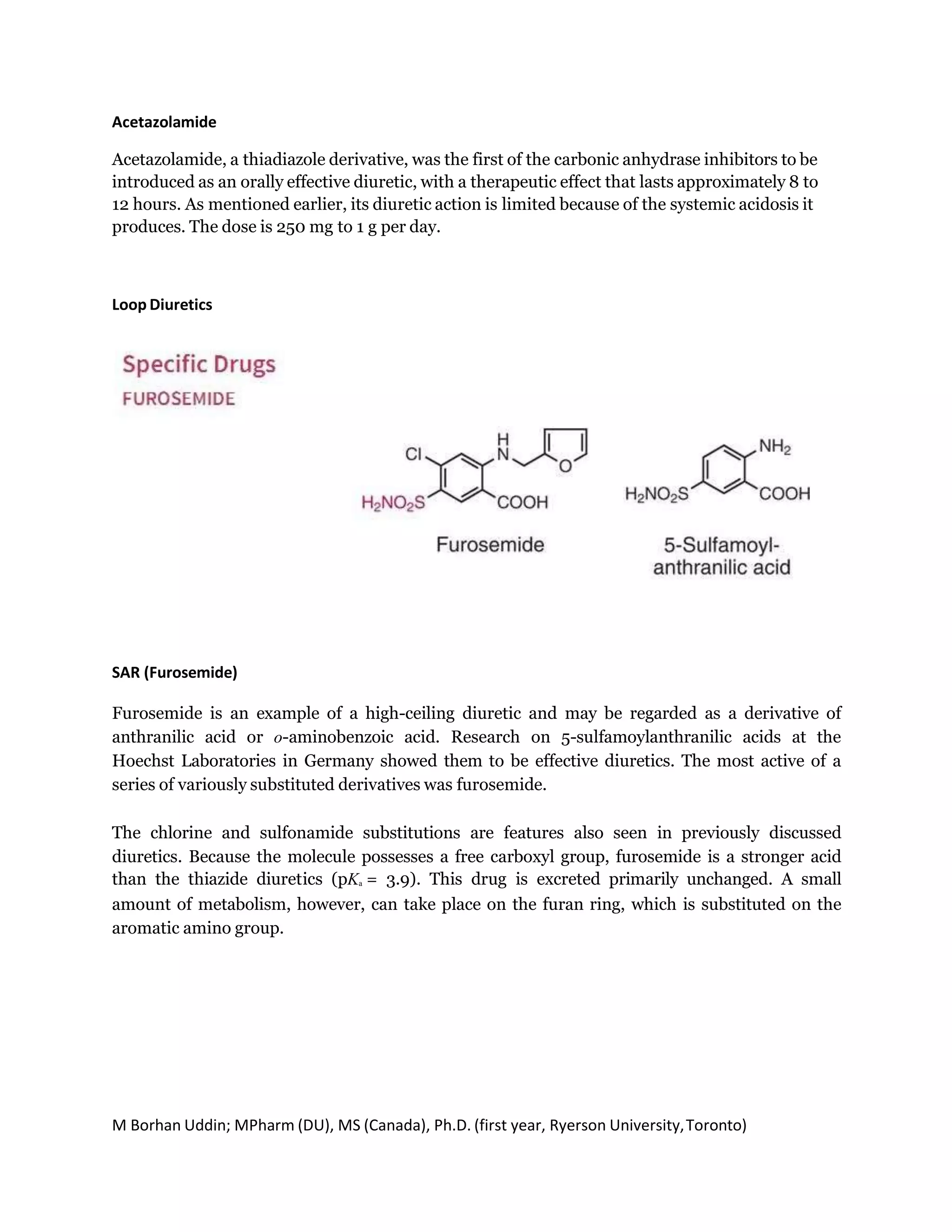 Structure Activity Relationship of Diuretics | PPTX