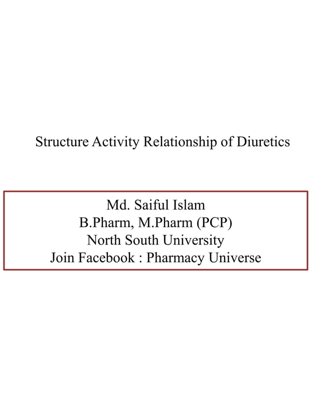 Structure Activity Relationship of Diuretics | PPTX | Chemistry | Science