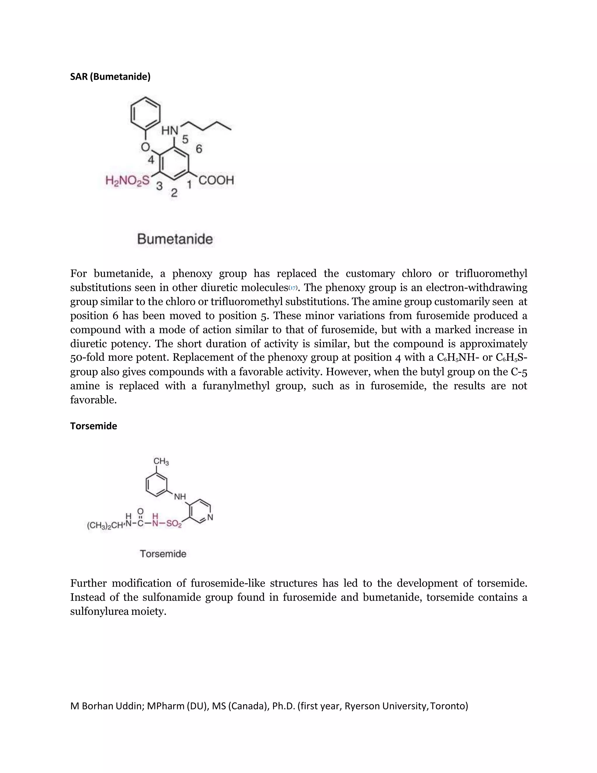 Structure Activity Relationship of Diuretics | PPTX